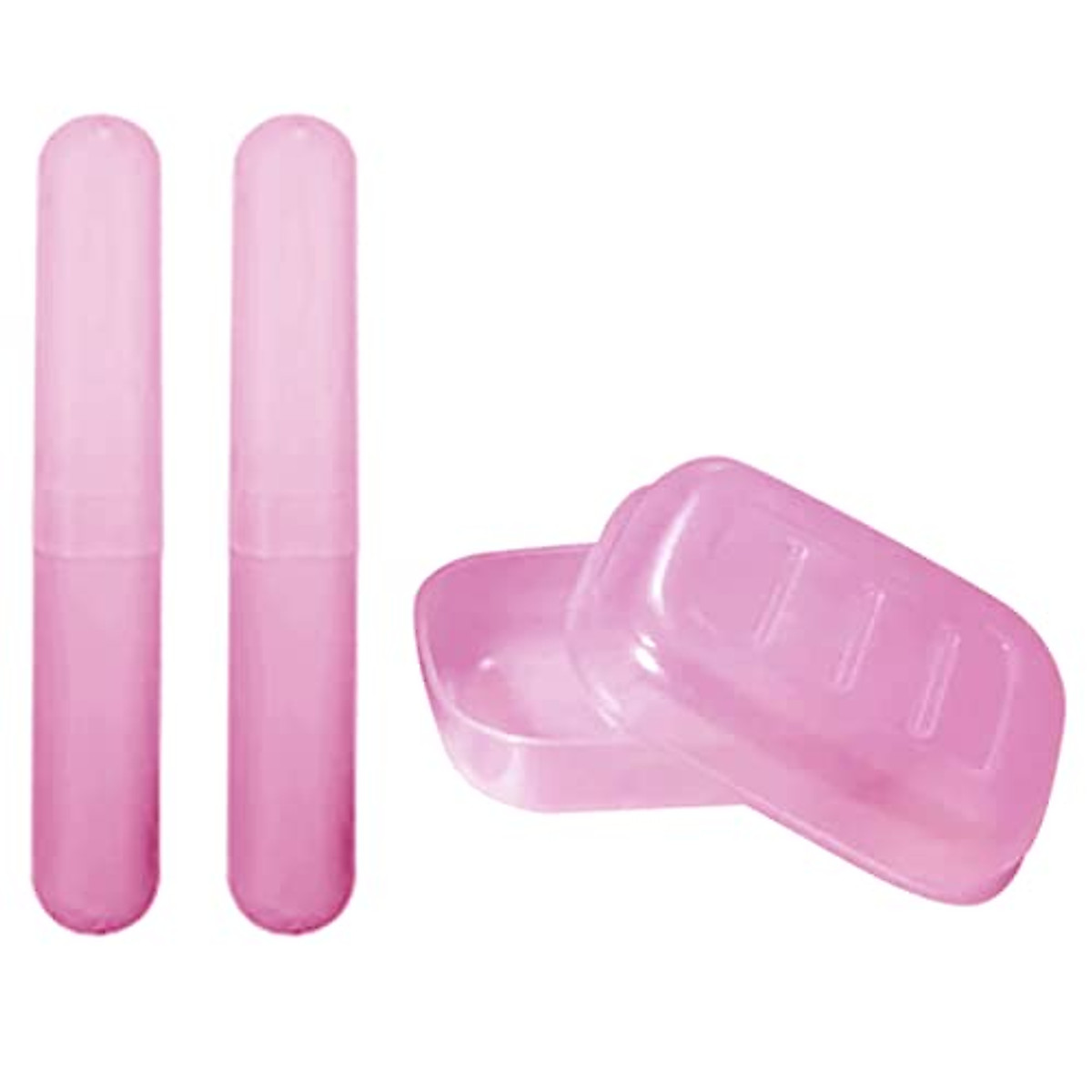 2 Sets Toothbrush Holder Cover Soap Dish Case Bath Containers Travel Organizer