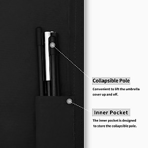 Easy-Going Patio Umbrella Cover Outdoor Offset Umbrella Cover Waterproof Cantilever Parasol Cover for 7.5ft to 11.5ft Banana Frame Umbrella, Black