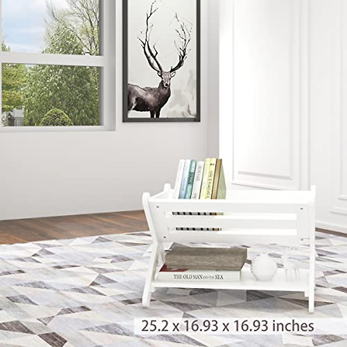 UTEX Kids' Book Caddy with Shelf, Kids Bookcase Storage with Shelf, Kids Book Storage Organizer for Toddlers, Kids, White (White)