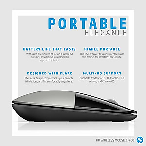 HP Wireless Mouse Z3700 (7UH87AA, Natural Silver)