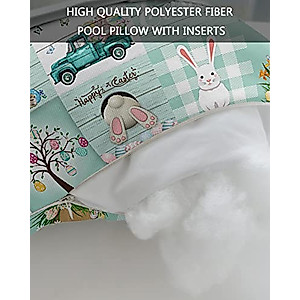 Prime Leader Recliner Head Pillow Ledge Loungers Chair Pillows with Insert Eater Element Rabbit Gnome Truck Eggs Blue Plaid Lumbar Pillow with Adjustable Strap Outdoor Waterproof Patio Pillows, 2 PCS