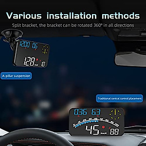 ACECAR Digital GPS Speedometer, Universal Car HUD Head Up Display with Speed MPH, Compass Direction, Fatigue Driving Reminder, Driving Distance, Altitude, Overspeed Alarm HD Display, for All Vehicle