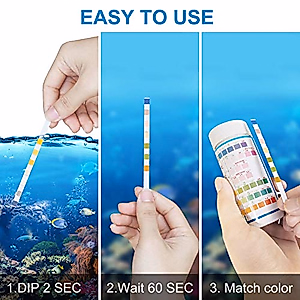 7 in 1 Aquarium Test Strips, Fish Tank Test Kit,Freshwater Saltwater Aquarium Water Test Kit to Detect pH Nitrite Nitrate Chlorine Carbonate Hardness (GH & KH)-100 Strips