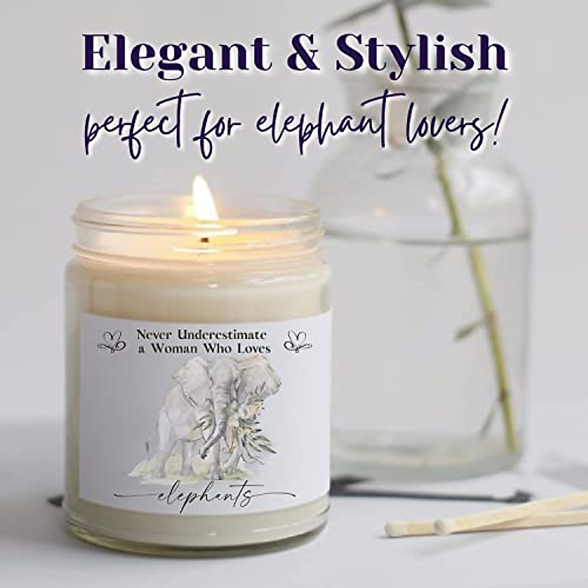 Wishmead Elephant Gifts for Women - Lavender Candle - Elephants Gifts for Women - Elephant Decor Housewarming Gift - Birthday Gifts for Mom Best Friend