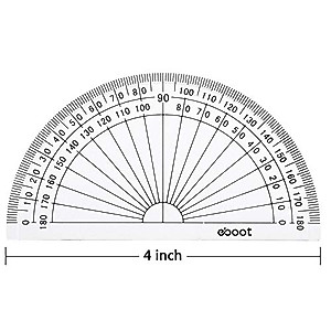 eBoot Plastic Protractor Protractor 180 Degrees, 4 Inch and 6 Inch, Clear, 2 Pieces