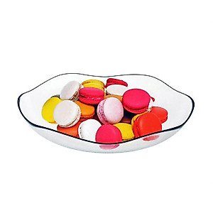 Biandeco Glass Round Platter Serving Tray - Wavy Edge Extra Large Charger Plate, 12 inch Diameter, Extra Resistant Centerpiece Dinnerware, Fruit, Dessert, Salad, Appetizer Plate