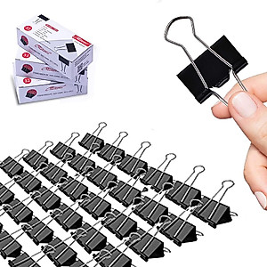 Medium Binder Clips 1.25 Inch Black 36 PCS, Binder Clips 32mm for Teacher School Office and Business