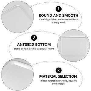 FRCOLOR Melamine Serving Tray Rectangular Platter Shatter- Proof Fruit Cake Bread Plate Appetizer Platter for Breakfast Buffets Party Supplies (White)