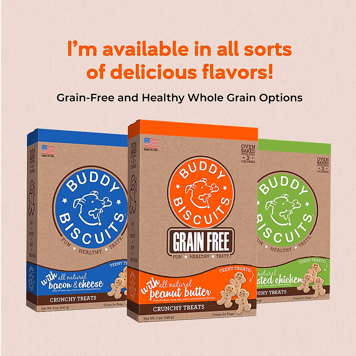 Buddy Biscuits Dog Treats, Oven Baked in USA, Teeny Size for Small Dogs or Large Dog Training, Peanut Butter 8 oz Package may vary (Pack of 1)