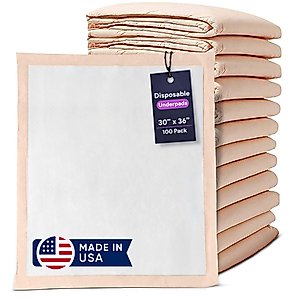 Premium Disposable Chucks Underpads 100 Count, 30" x 36" - Highly Absorbent Bed Pads for Incontinence and Senior Care - Peach Color - Leak Proof Protection - Bulk Case Pack