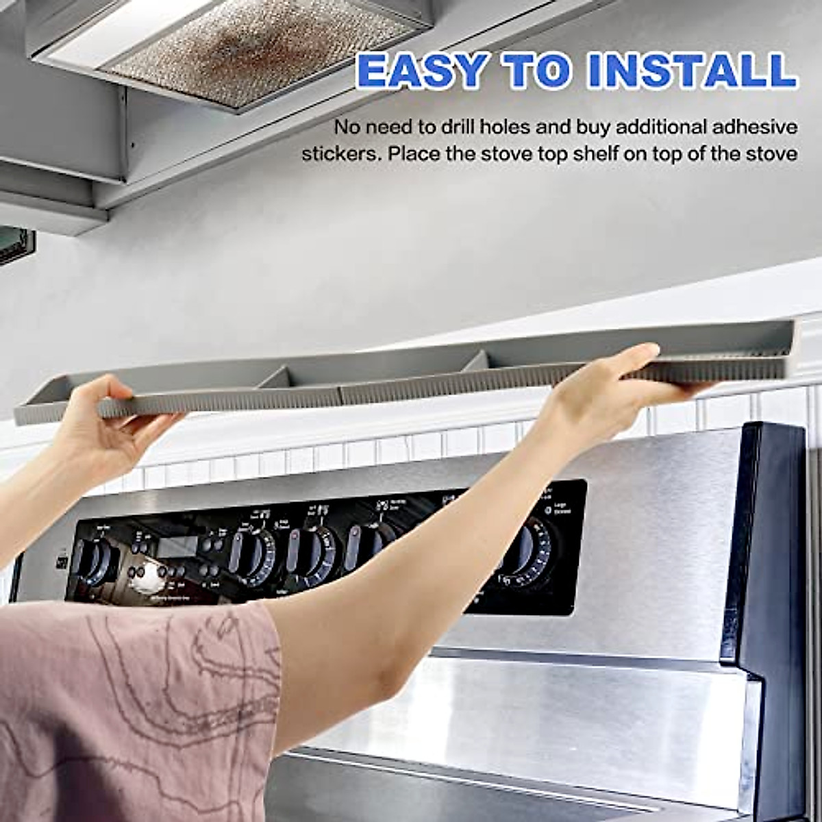 Lemasa Kitchen Shelf for Stove 30" Length,Silicone Material Magnetic Shelf Over the Stove for Kitchen Stove with Easy Installation,Enhanced Magnetic Stove Top Shelf Kitchen Spice Rack Organizer