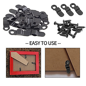Unlorspy 50 PCS Picture Frame Turn Buttons Metal Bow Shape Photo Frame Backing Clips Hardware with Screws for Hanging Pictures, Drawing, Photos, Crafts (1Inch ,Black)