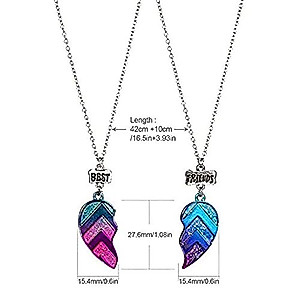 Caiyao 4 Pcs/Set BFF Necklaces and Bracelets Best Friends Half Heart Pendant Chain Necklaces Half Heart Friendship Jewelry Set 2 Friends Sisters Girls Birthday Gift for Women Girls-4Pcs/Set