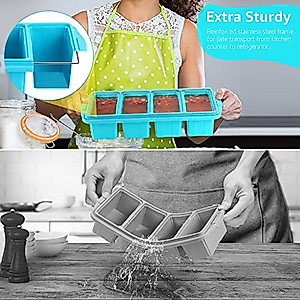 Ztomine Silicone Freezer Tray With Lid - Silicone Freezer Food Molds- Large Ice Cube Tray,Silicone Freezer Container,Freeze & Store Soup, Sauce, Broth,Leftovers - Makes 4 Perfect 1 Cup
