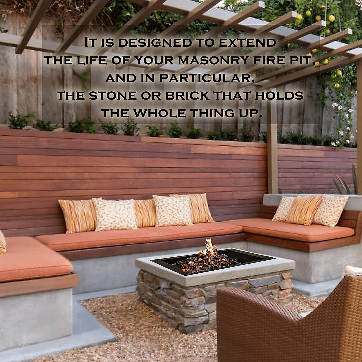 Square Fire Pit Ring/Insert, Fire Pit Liner, Outdoor Heavy Duty 2.0mm Steel, 25 Inch Inside Diameter, 29 Inch Outside Diameter