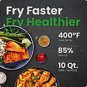 CHEFMAN Multifunctional Digital Air Fryer+ Rotisserie, Dehydrator, Convection Oven, 17 Touch Screen Presets Fry, Roast, Dehydrate, Bake, XL 10L Family Size, Auto Shutoff, Large Easy-View Window, Black