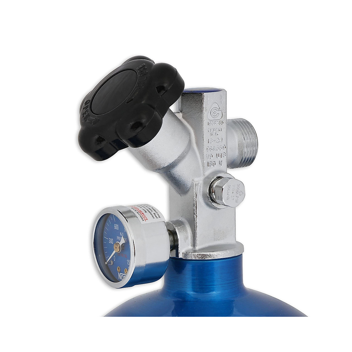 NOS 14750NOS Electric Blue Aluminum 15-pound Nitrous Bottle with Hi-Flow Valve