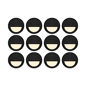GKOLED 12 Pack Recessed Low Voltage LED Step Riser Light, Φ0.94 Mini Size Halfmoon Landscape Lighting for Outdoor Deck Stair Railing Post, 12V 3000K, Die-cast Aluminum, Black Powder Coated Finish