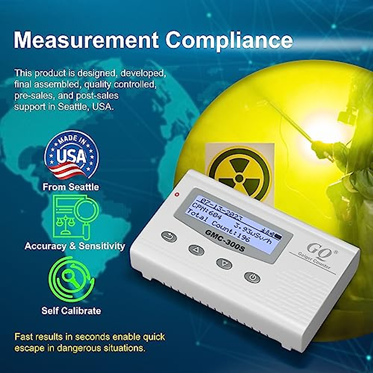 GQ GMC-300S Digital Nuclear Radiation Detector Monitor Meter Geiger Counter Radiation Dosimeter