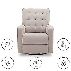 Delta Children Gavin Recliner Glider Swivel Chair Featuring LiveSmart Fabric by Culp - Stain-Resistant, Repels Moisture, Kid & Pet-Friendly Fabric, Linen