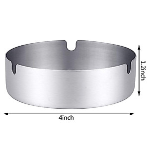 Pack of 4 Ashtray Round Stainless Steel Cigarette Ashtray Set for Hotel, Restaurant, Outdoors and Indoor