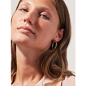 14K Gold Oval Hoop Earrings for Women 925 Sterling Silver Post Hypoallergenic Hoops Earrings