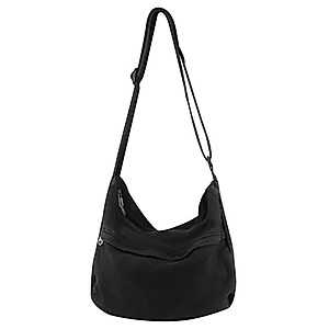 Canvas Casual Messenger Bag Hobo Crossbody Bag Canvas Shouder Tote Handbag for Women and Men, Black