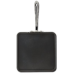 All-Clad Essentials Hard Anodized Nonstick 4 Piece Sauce Pan Set 8, 10.25 Inch, 4 Quart Pots and Pans, Cookware Black & HA1 Hard Anodized Nonstick Griddle 11 x 11 Inch Pots and Pans, Cookware Black