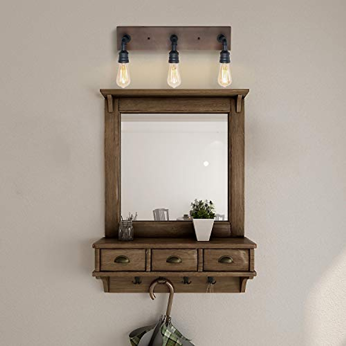 LNC Bathroom Light Fixture, Farmhouse 3-Light Vanity Lights, Wall Sconce Black Wall Lamp Industrial Bathroom Wall Lighting