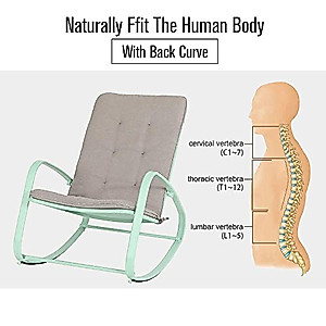 PHI VILLA Outdoor Patio Metal Rocking Chair, Padded Modern Rocker Chairs with Cushion, Support 301lbs for Porch, Deck, Balcony or Indoor Use (2PCS, Green)