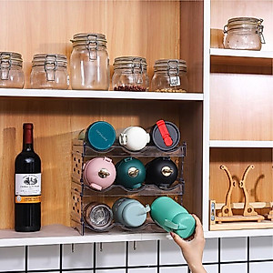 PEFWO Water Bottle Organizer, Stackable Cup Organizer for Cabinet, Water Bottle Holders for Kitchen Countertop, Tabletop, Pantry, Refrigerator -2 Packs, Hold 6 Bottles