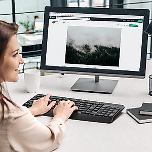 TechGround Ergonomic Wireless Keyboard, Full Size 2.4GHz Wireless Keyboard with Palm Rest for PC, Laptop, Windows - Black