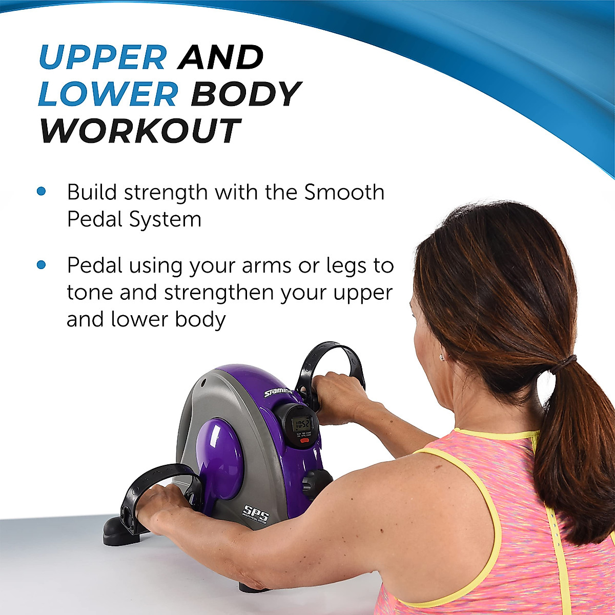 Stamina Mini Exercise Bike with Smooth Pedal System - Portable Pedal Exerciser - Cardio Equipment Fitness Bike - Stationary Bike for Home Workout - Purple