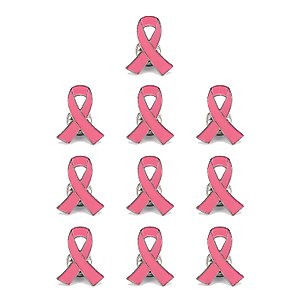 Pack of 10, Official Breast Cancer Awareness Pink Lapel Pin, Breast Cancer Gifts for Women by Crystal Lemon