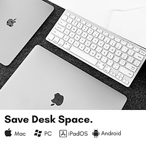 Macally Small USB C Keyboard - Plug & Play Compatible Wired Apple Keyboard for Mac Mini, MacBook Pro/Air, iMac, iPad, Windows, Chromebook with USBC Port - Compact & Mini USB Type C Keyboard - Silver