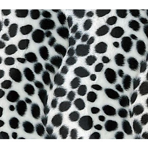 Velboa Fabric Faux Fake Animal Fur White and Black Dalmatian / 60" Wide/Sol...