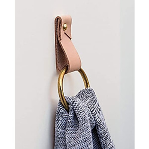 KEYAIIRA - Small Leather Wall Hook, wall hanging strap towel hook for wall leather loop strap for scarf storage boat paddle holder minimal towel bar rack storage