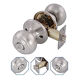 GITRANG (2 Pack) Privacy Door Knobs Bedroom/Bathroom Doorknobs for Left and Right Opened Door with Lock Flat Ball Handle in Satin Nickel