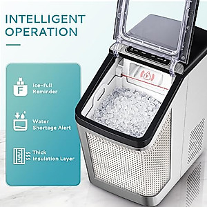 EUHOMY Nugget Ice Maker Countertop, 30lbs/Day, 2 Way Water Refill, Self-Cleaning Pebble Machine with 3Qt Reservoir, Ideal for Home, Office, Bar, and Party. (Silver)