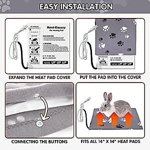 Rest-Eazzzy Pet Heating Pad Indoor, Dog Heating Pad Mat with Removable Cover, Waterproof Heated Dog Pad for Cat Dog, NO Timer and Temp Adjustment (Grey, 14" X 14")