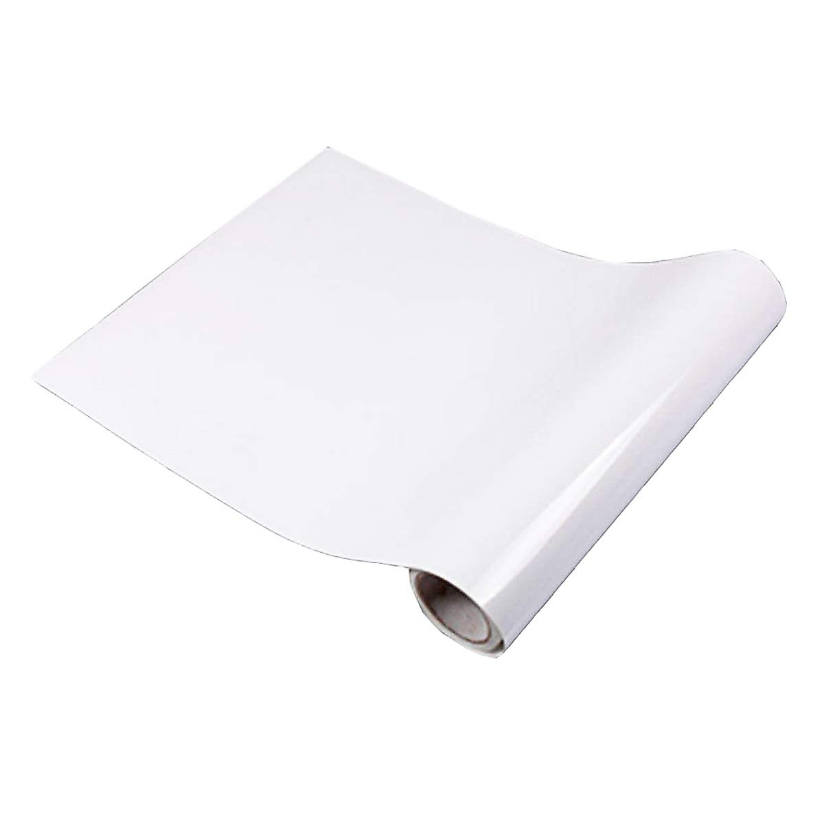 F&U Waterproof High Gloss Glittery Vinyl Pearl White Self Adhesive Wall Paper for Covering Kitchen Counter Top Cabinet Wardrobe Furniture (23.79" x 195", White)