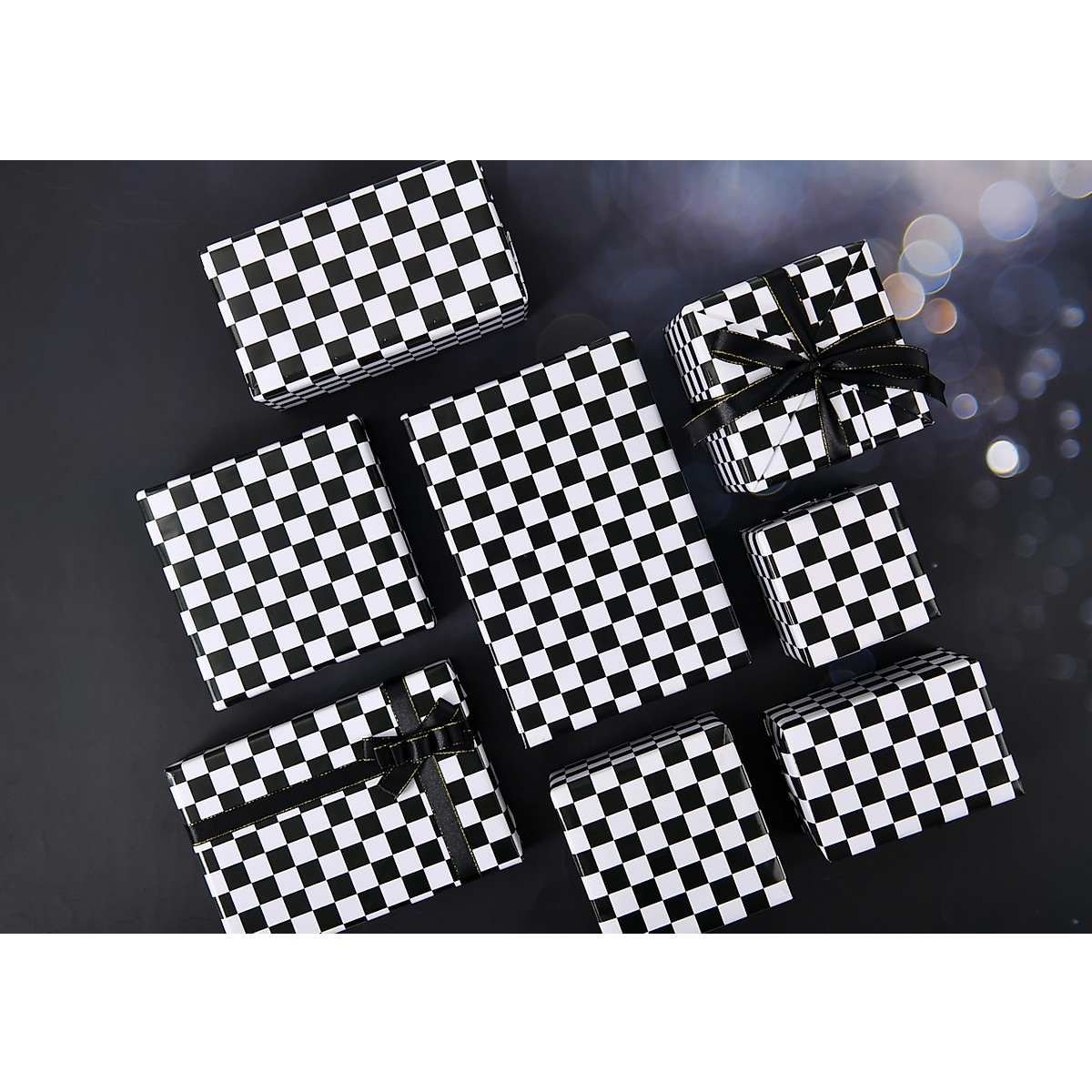 Sikiweiter Checkred Flag Wrapping Paper, 3 Large Sheets Race Car Wrapping Paper for Boys Girls, 27.6 X 39.4 Inches Per Sheet(Race Car)