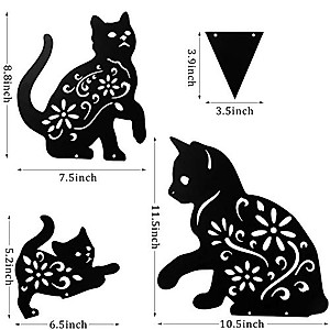 3 Pieces Black Cat Decorative Garden Stakes Metal Cute Cat Garden Decorative Silhouette Animal Outdoor Statues for Cat Lovers Yard Garden Lawn Decorations