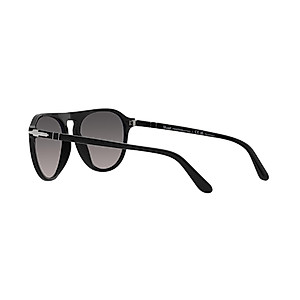Persol Men's PO3302S Aviator Sunglasses, Black/Grey Gradient Polarized, 55 mm