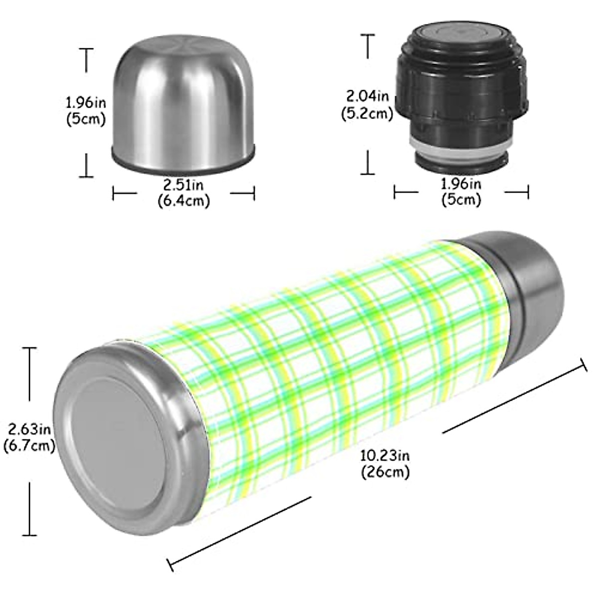 Stainless Steel Leather Vacuum Insulated Mug Cascading Plaid Thermos Water Bottle for Hot and Cold Drinks Kids Adults 16 Oz