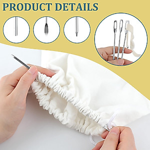 Drawstring Threader Tool Set, Stainless Steel Sewing Loop Turner Hooks with Latch, Flexible Drawstring Threader, Easy Rope Threader Clips for Jackets Coats Pants Hoodies Sweaters (8 Pack)