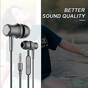 NA 4 Pack Headphones(Red, Blue, Black, White), Wired Earbuds Headphones with Microphone, 3.5mm in-Ear Headphones with Heavy Bass High Sound Quality Earphones Compatible