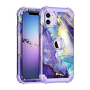 Rancase for iPhone 11 Case,Three Layer Heavy Duty Shockproof Protection Hard Plastic Bumper +Soft Silicone Rubber Protective Case for Apple iPhone 11 6.1 inch,Purple