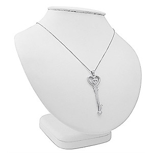 Amanda Rose Collectoin Diamond Key to Her Heart Pendant Necklace for Women in Sterling Silver on an 18" Box Chain| Real Diamonds in Sterling Silver