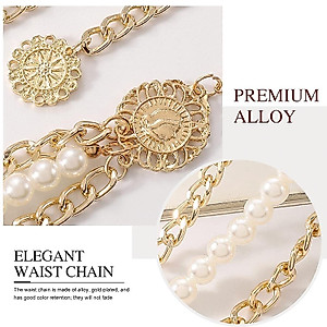 Zehope Layered Waist Chain Gold Belly Chain Peal Dresses Chain Body Chain Accessories Jewelry for Women